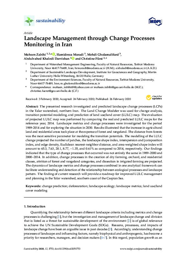 (PDF) Landscape Management through Change Processes Monitoring in Iran