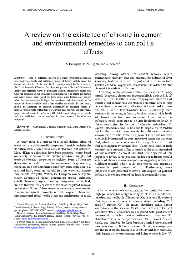 (PDF) A review on the existence of chrome in cement and environmental ...