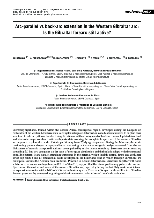 (PDF) Arc-parallel vs back-arc extension in the Western Gibraltar arc ...