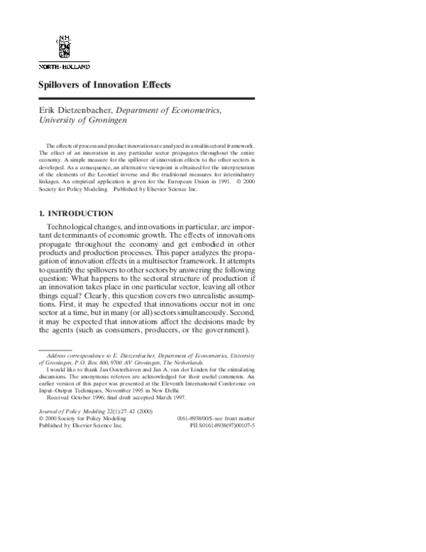 (PDF) Spillovers of Innovation Effects