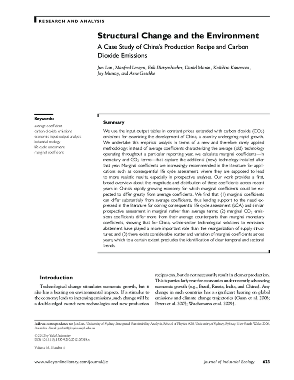 (PDF) Structural Change and the Environment