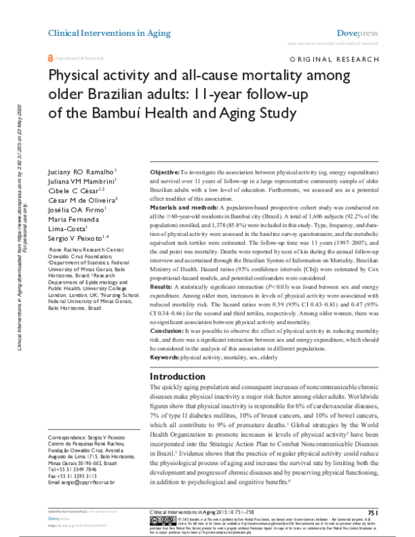 (PDF) Physical activity and all-cause mortality among older Brazilian ...