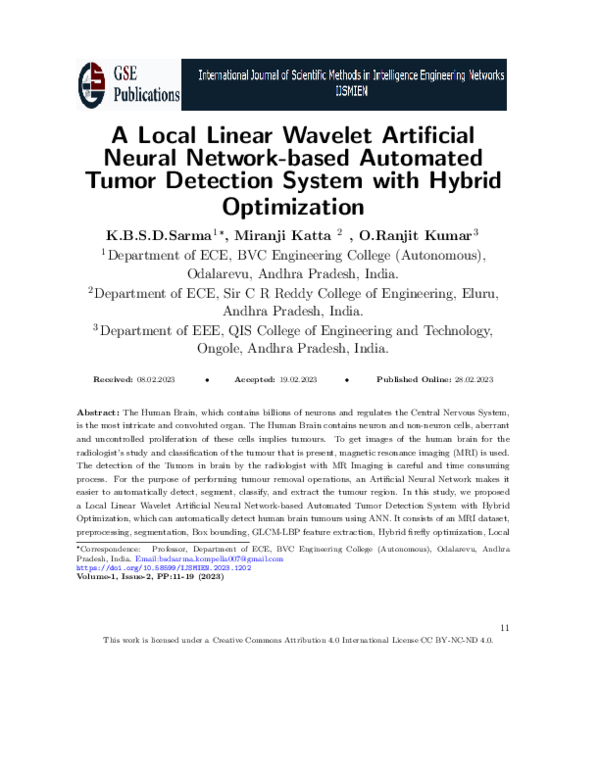 Pdf A Local Linear Wavelet Artificial Neural Network Based Automated
