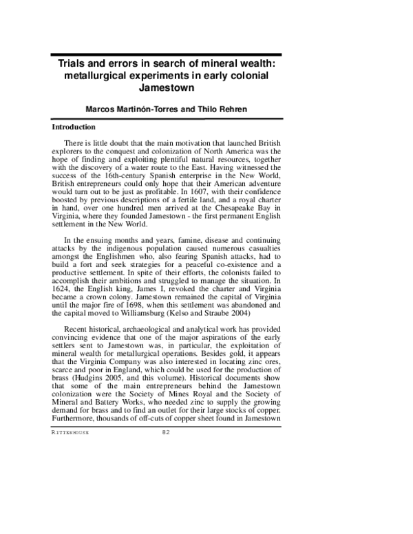 (PDF) Trials and errors in search of mineral wealth: metallurgical ...