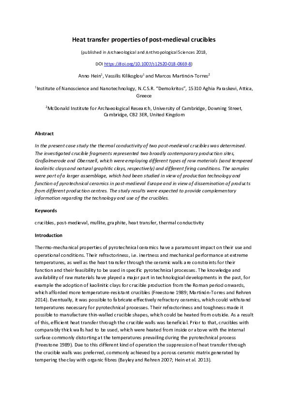 (PDF) Heat transfer properties of post-medieval crucibles