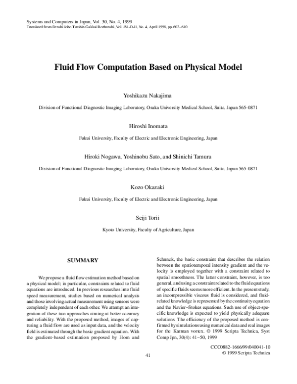 (PDF) Fluid flow computation based on physical model | shinichi tamura - Academia.edu