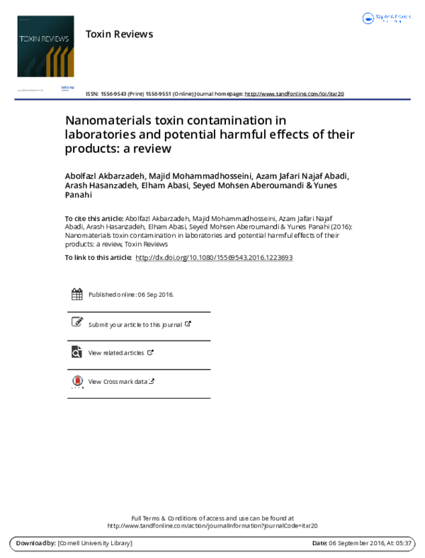 (PDF) Nanomaterials toxin contamination in laboratories and potential ...