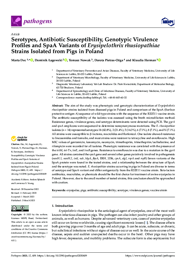 (PDF) Serotypes, Antibiotic Susceptibility, Genotypic Virulence ...