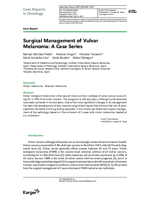 (PDF) Surgical Management of Vulvar Melanoma: A Case Series