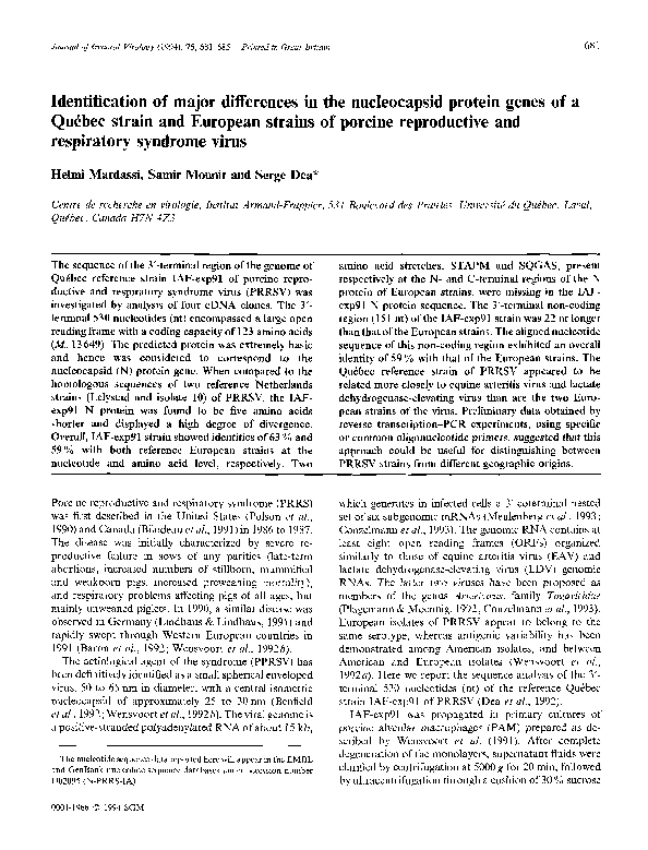 (PDF) Identification of major differences in the nucleocapsid protein ...