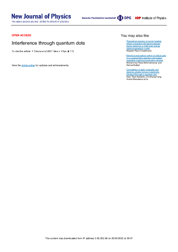 (PDF) Interference through quantum dots