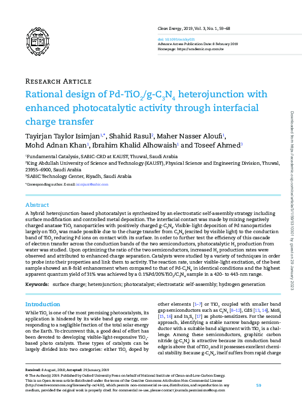 (PDF) Rational design of Pd-TiO2/g-C3N4 heterojunction with enhanced photocatalytic activity ...