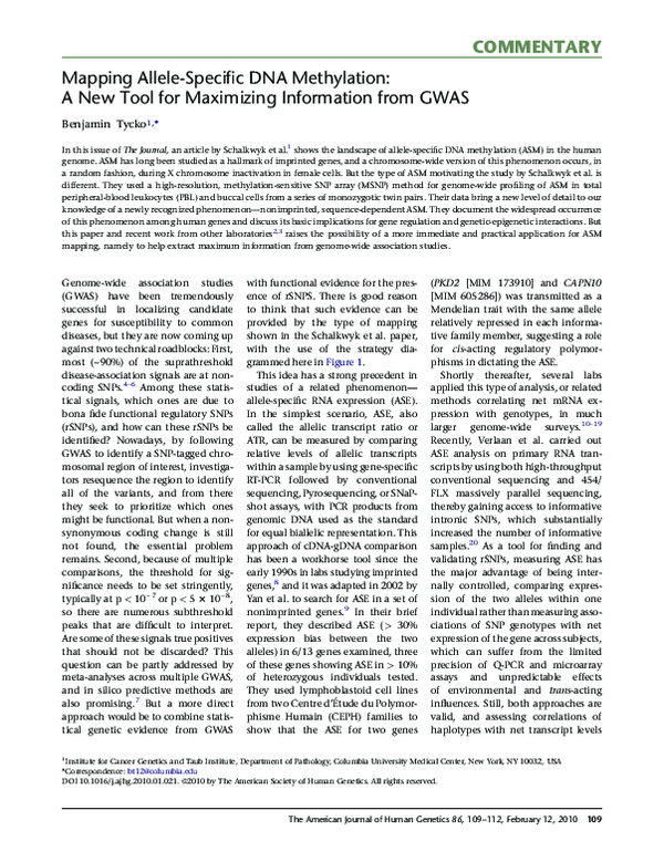 (PDF) Mapping Allele-Specific DNA Methylation: A New Tool for ...