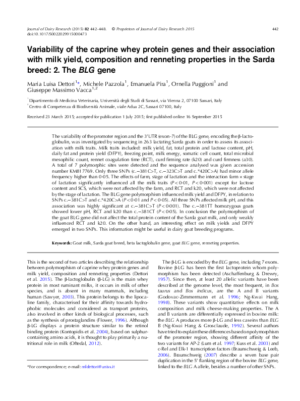 (PDF) Variability of the caprine whey protein genes and their ...