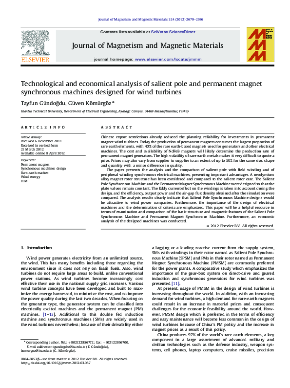 Pdf Technological And Economical Analysis Of Salient Pole And Permanent Magnet Synchronous