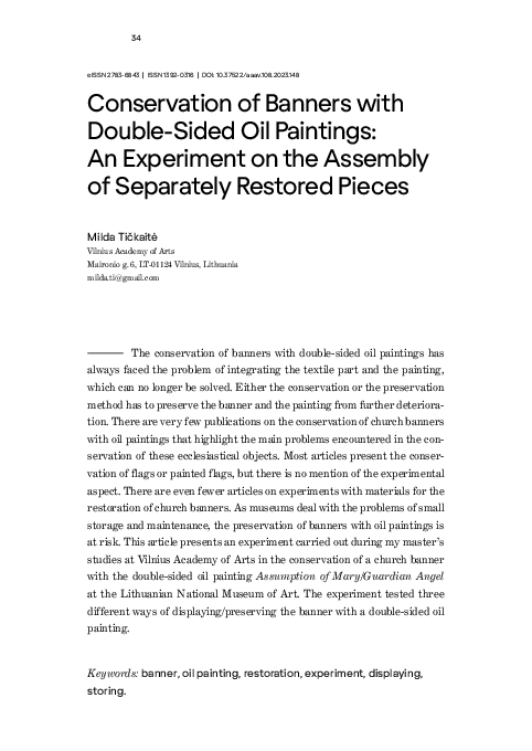 (PDF) Conservation of Banners with Double-Sided Oil Paintings: An ...