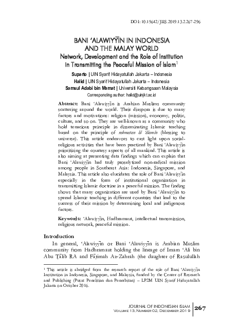 (PDF) BANI ALAWIYYIN IN INDONESIA AND THE MALAY WORLD: Network ...