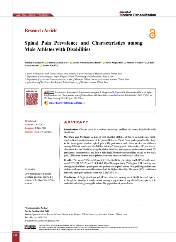 (PDF) Spinal Pain Prevalence and Characteristics among Male Athletes ...