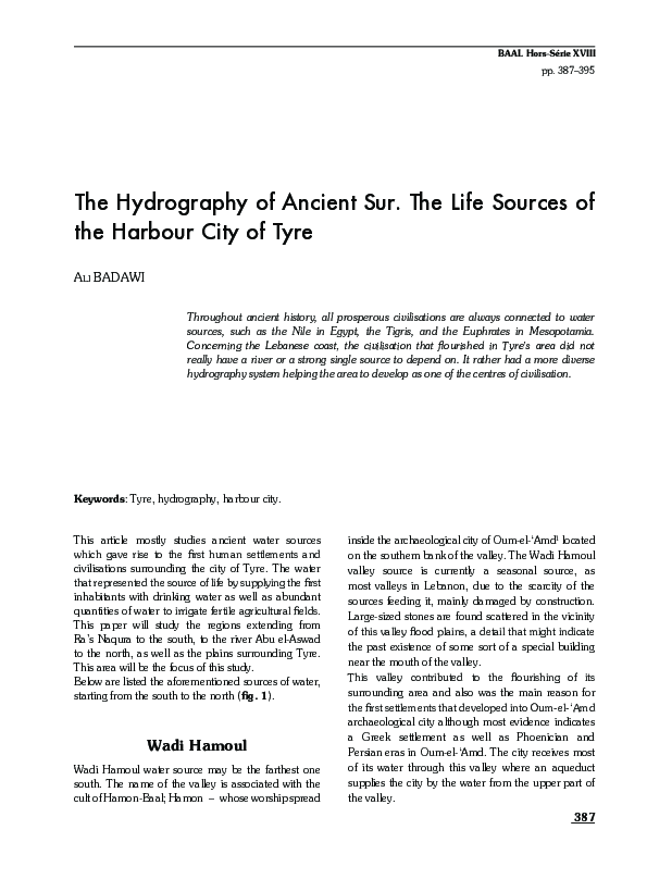 (PDF) The Hydrography of Ancient Sur. The Life Sources of the Harbour ...