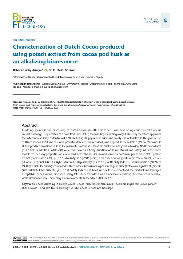 (PDF) Characterization of Dutch-Cocoa produced using potash extract ...