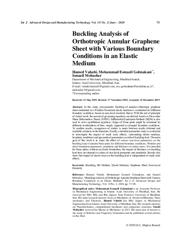 (PDF) Buckling Analysis of Orthotropic Annular Graphene Sheet with Various Boundary Conditions ...