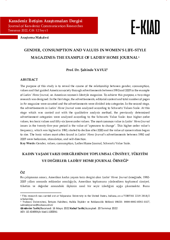 (PDF) Gender, Consumption and Values in Women’s Life-Style Magazines ...