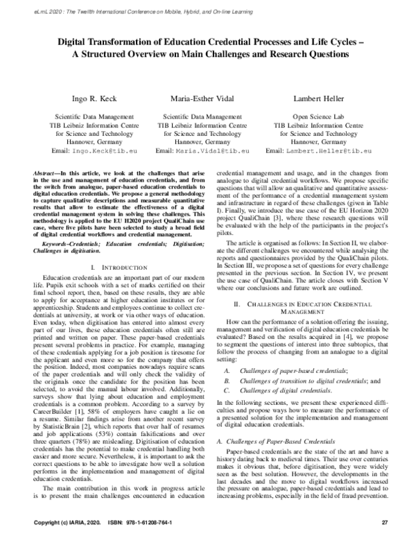 (PDF) Digital Transformation of Education Credential Processes and Life ...
