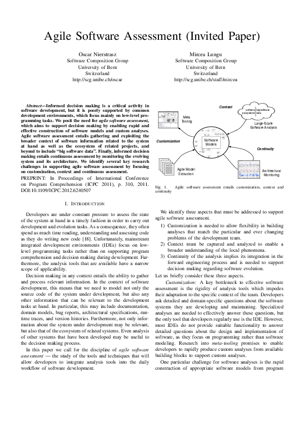 (PDF) Agile software assessment (Invited paper)