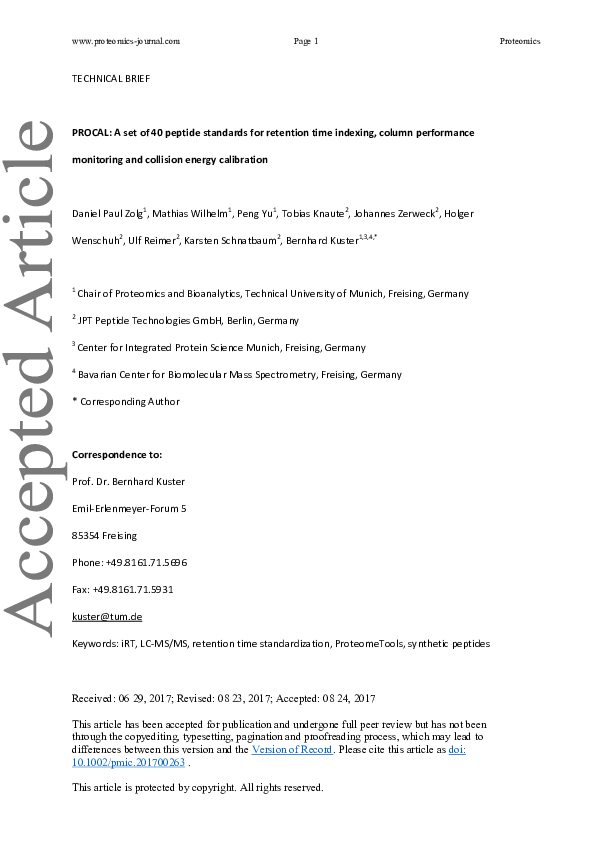 (PDF) PROCAL: A Set of 40 Peptide Standards for Retention Time Indexing ...