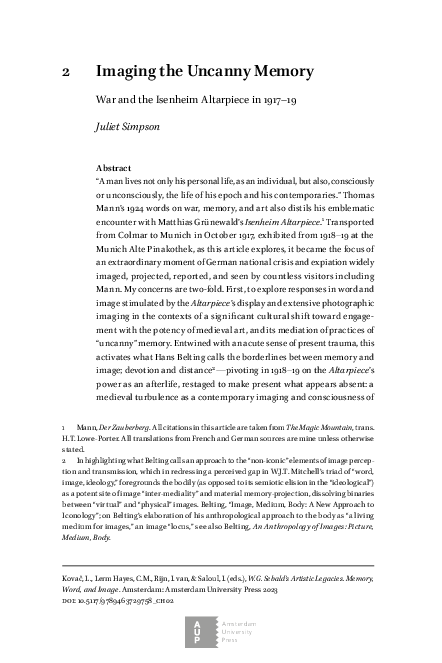 (PDF) 2 Imaging the Uncanny Memory: War and the Isenheim Altarpiece in ...