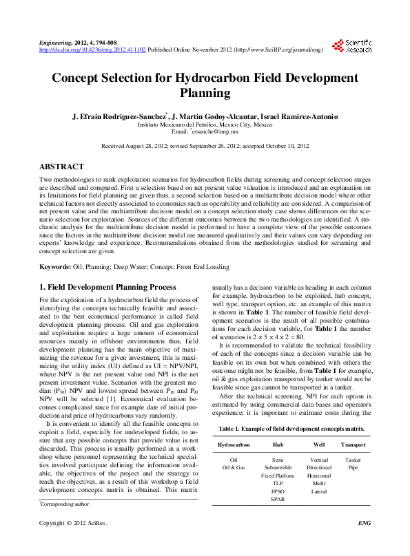 (PDF) Concept Selection for Hydrocarbon Field Development Planning ...