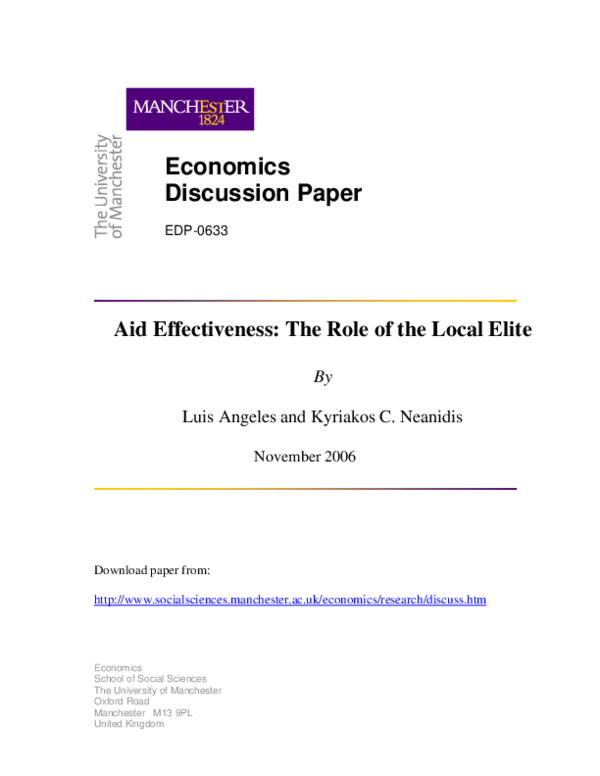 (PDF) Aid effectiveness: the role of the local elite