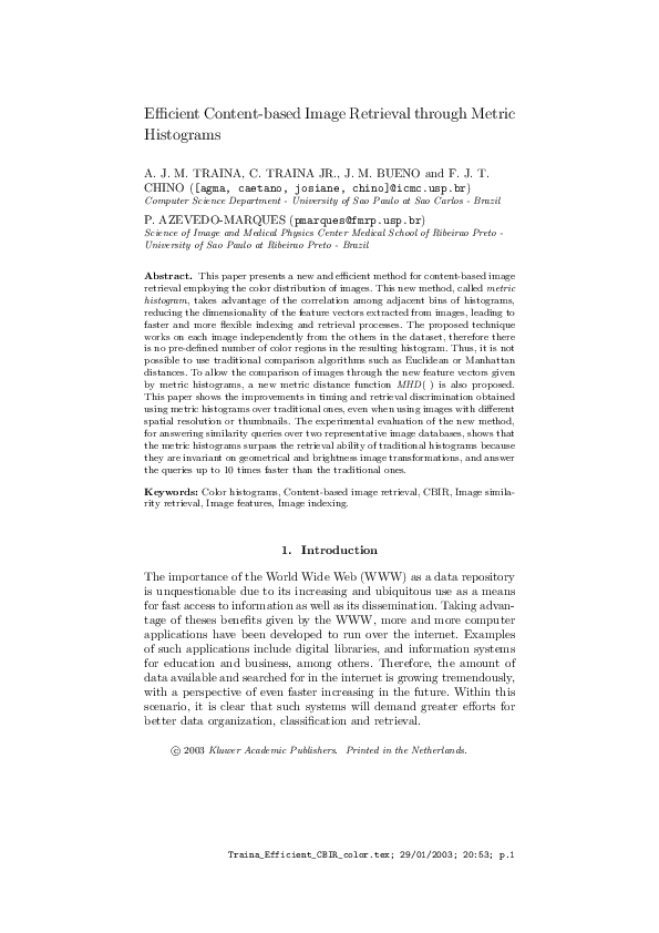 (PDF) Efficient content-based image retrieval through metric histograms