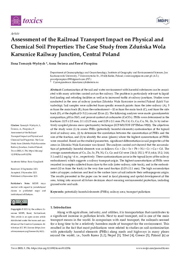 (PDF) Assessment of the Railroad Transport Impact on Physical and Chemical Soil Properties: The ...