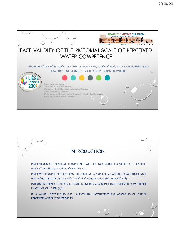 (PDF) Face validity of the pictorial scale of perceived water competence