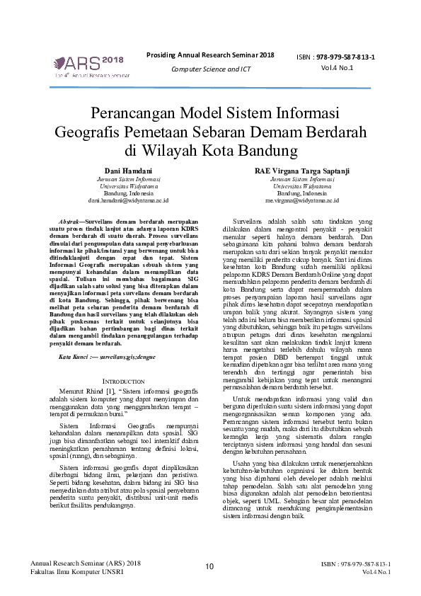 (PDF) Perancangan Model Sistem Informasi Geografis Pemetaan Sebaran Demam Berdarah di Kota Bandung