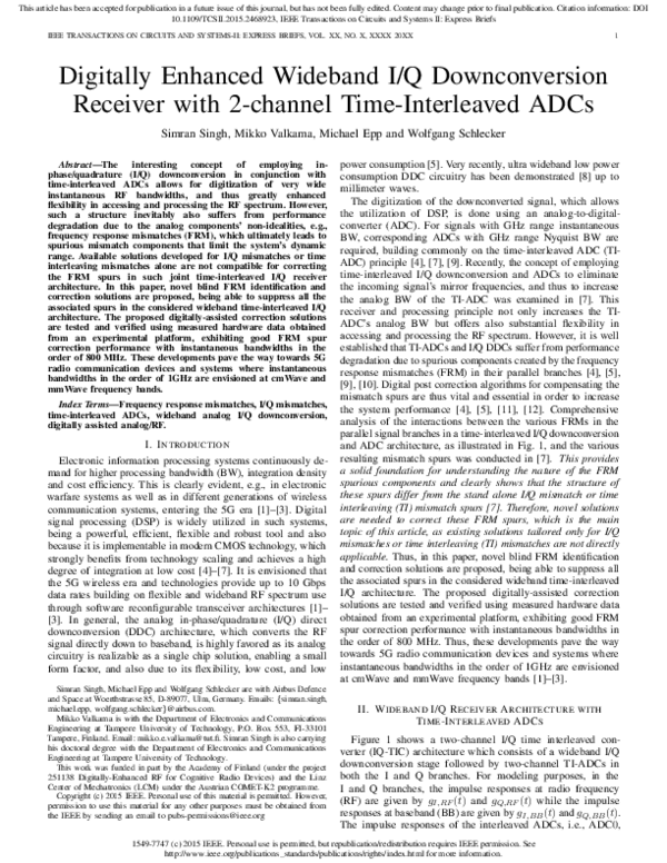 (PDF) Digitally Enhanced Wideband I/Q Downconversion Receiver With 2 ...