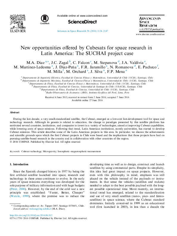 (PDF) New opportunities offered by Cubesats for space research in Latin ...