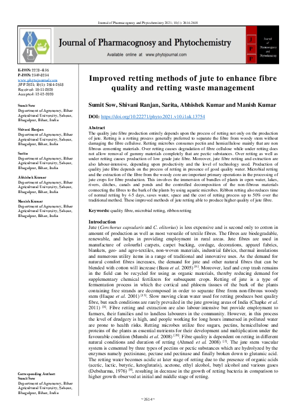 (PDF) Improved retting methods of jute to enhance fibre quality and ...