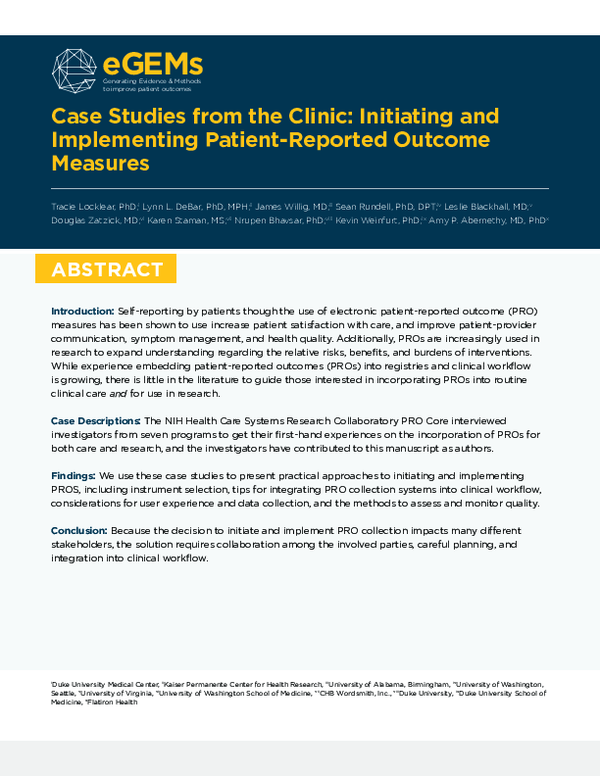 (PDF) Case Studies from the Clinic: Initiating and Implementing Patient ...
