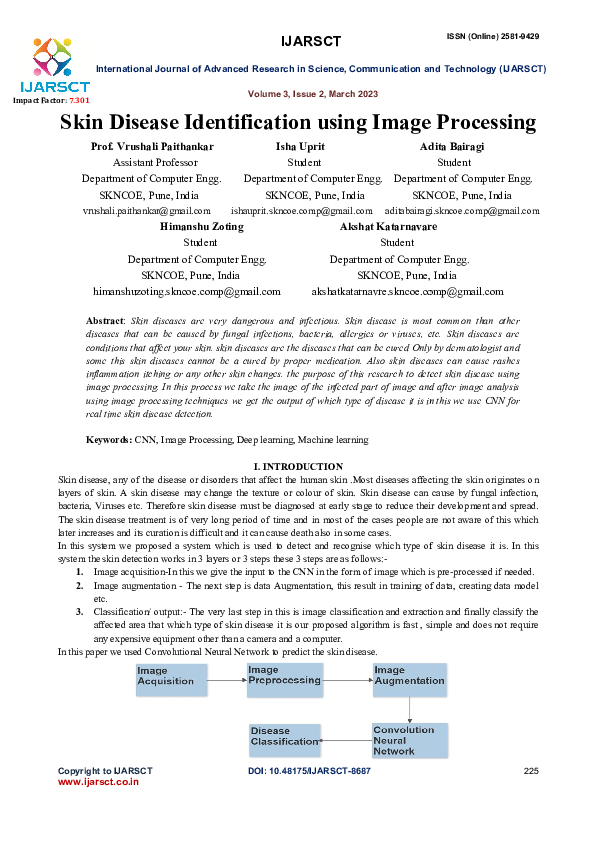 (PDF) Skin Disease Identification using Image Processing
