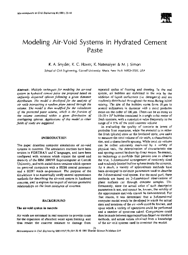 (PDF) Modeling Air-Void Systems in Hydrated Cement Paste