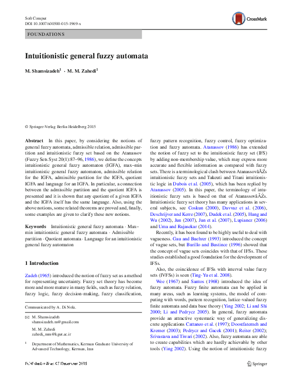 (PDF) Intuitionistic general fuzzy automata