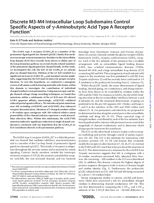 (PDF) Discrete M3-M4 Intracellular Loop Subdomains Control Specific ...