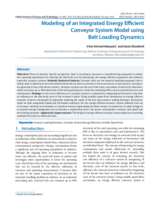 (PDF) Modeling of an Integrated Energy Efficient Conveyor System Model ...