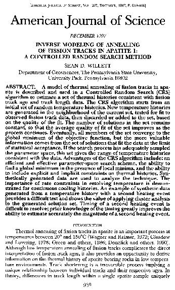 (PDF) Inverse modeling of annealing of fission tracks in apatite; 1, A controlled random search ...