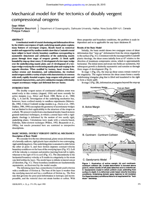 (PDF) Mechanical model for the tectonics of doubly vergent ...