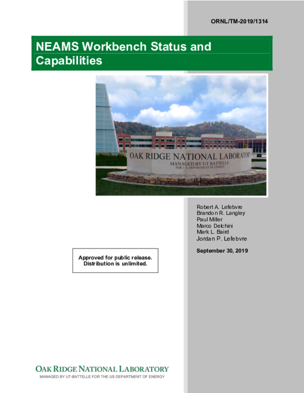 (PDF) NEAMS Workbench Status and Capabilities | Mark Baird - Academia.edu