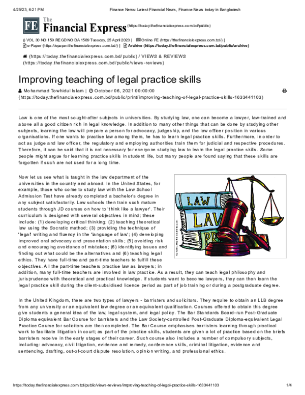 (PDF) Improving teaching of legal practice skills