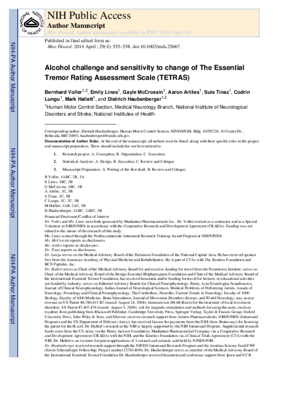 (PDF) Alcohol challenge and the sensitivity to change of the essential ...